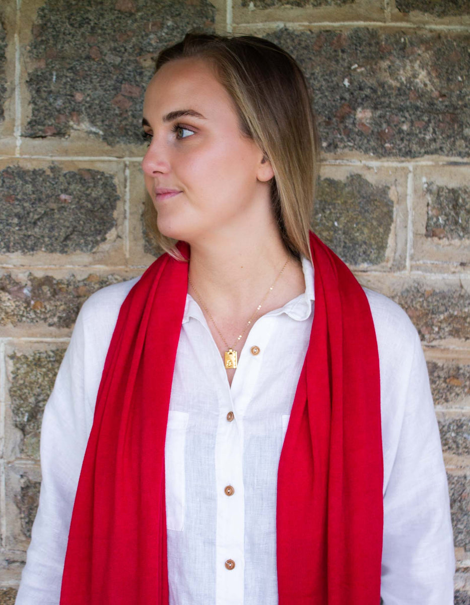 Classic Scarf- Ruby Red -Merino Wool-Ethical-Sustainable-Collectable ...
